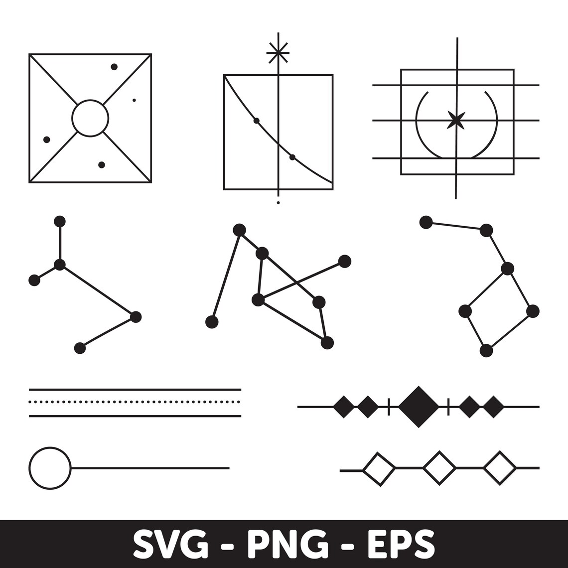 Minimalist Geometric SVG, PNG, Celestial Star Sign SVG, Mega Bundle ...