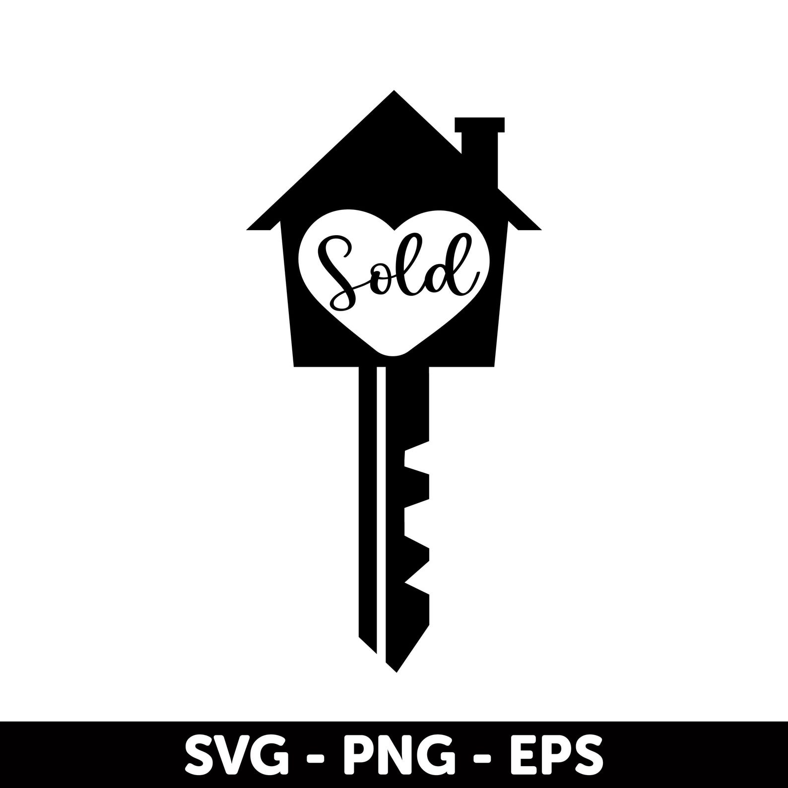 Sold Key With House Design SVG, Real Estate Themed Clipart SVG, Sold ...