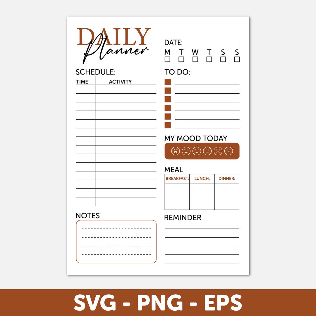 Daily Task Planner Svg, Daily Routine Svg, Printable to Do List Svg ...