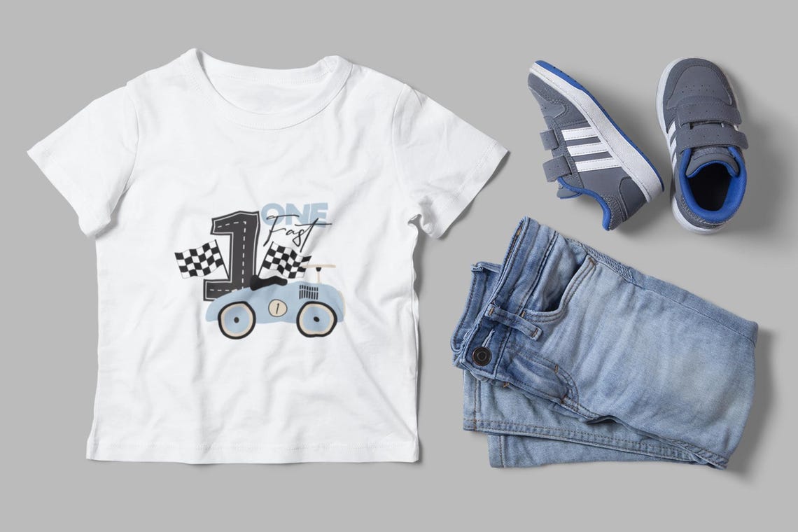 Fast One Svg, 1st Birthday Racing Car, Blue Vintage Car SVG, 1st ...