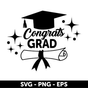 Congrats Grad Graduation Design - Diploma, Cap, and Sparkles - Digital ...