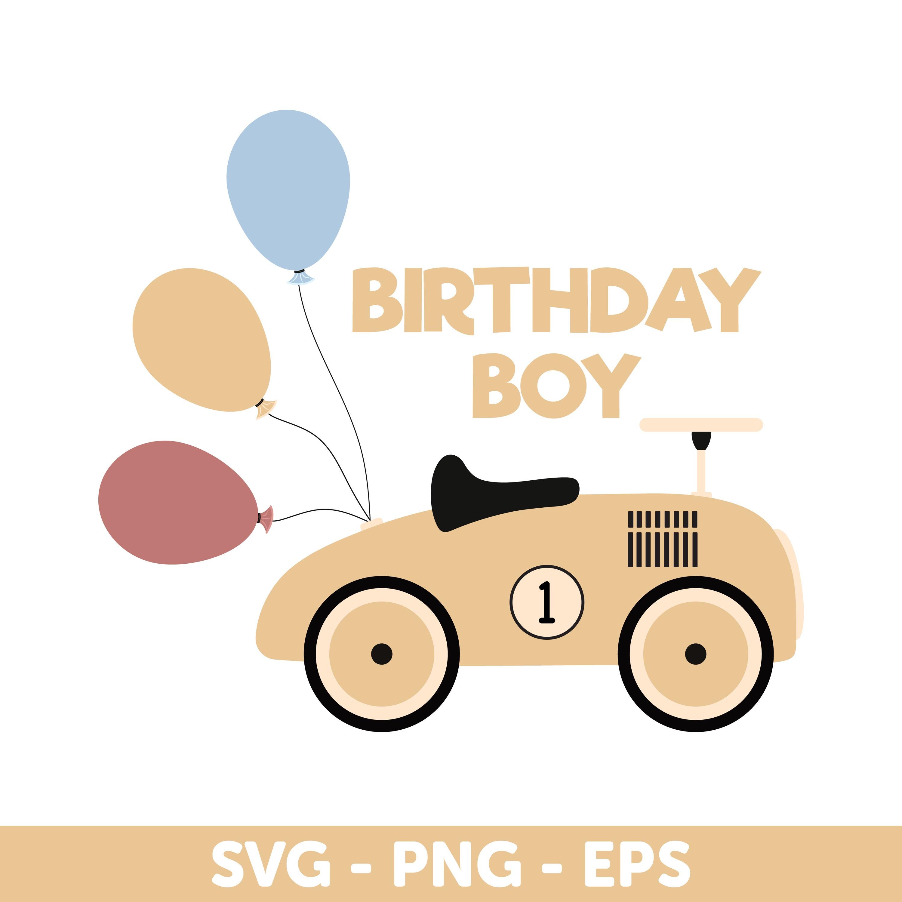 Birthday Boy Car SVG, Digital Clipart Design SVG, Race Car, Retro Car ...