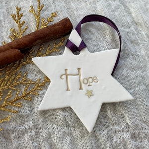 Peace, Joy, Love, Hope & Jesus Christmas Star Decorations - Set of Five ...