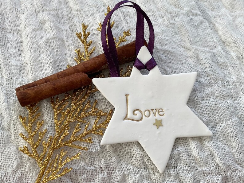 Peace, Joy, Love, Hope, Faith & Jesus Christmas Star Decorations - Set ...