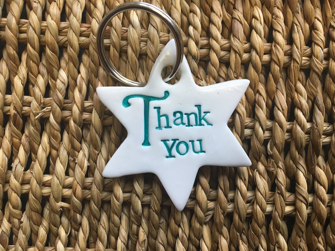 Handmade Clay 'thank You’ Key Ring - Etsy