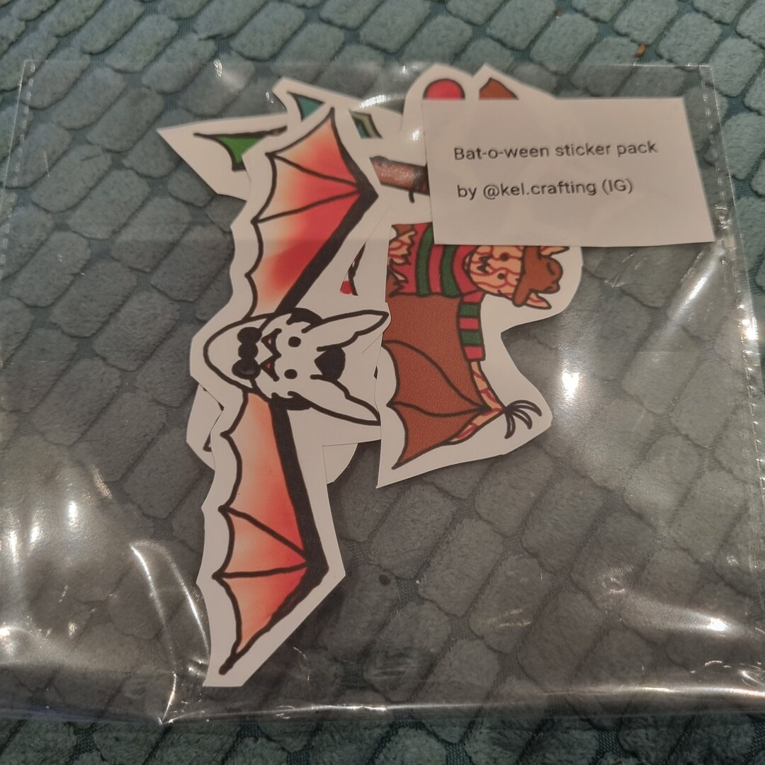 Bat-o-ween Halloween Themed Bat Sticker Pack of 5 Stickers - Etsy