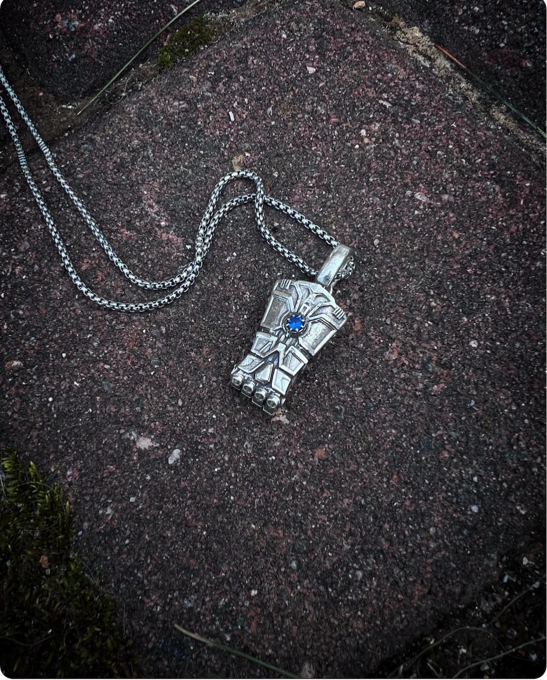 Vi Gauntlet Pendant, Sterling Silver & Sapphire Gamer Necklace, Arcane ...