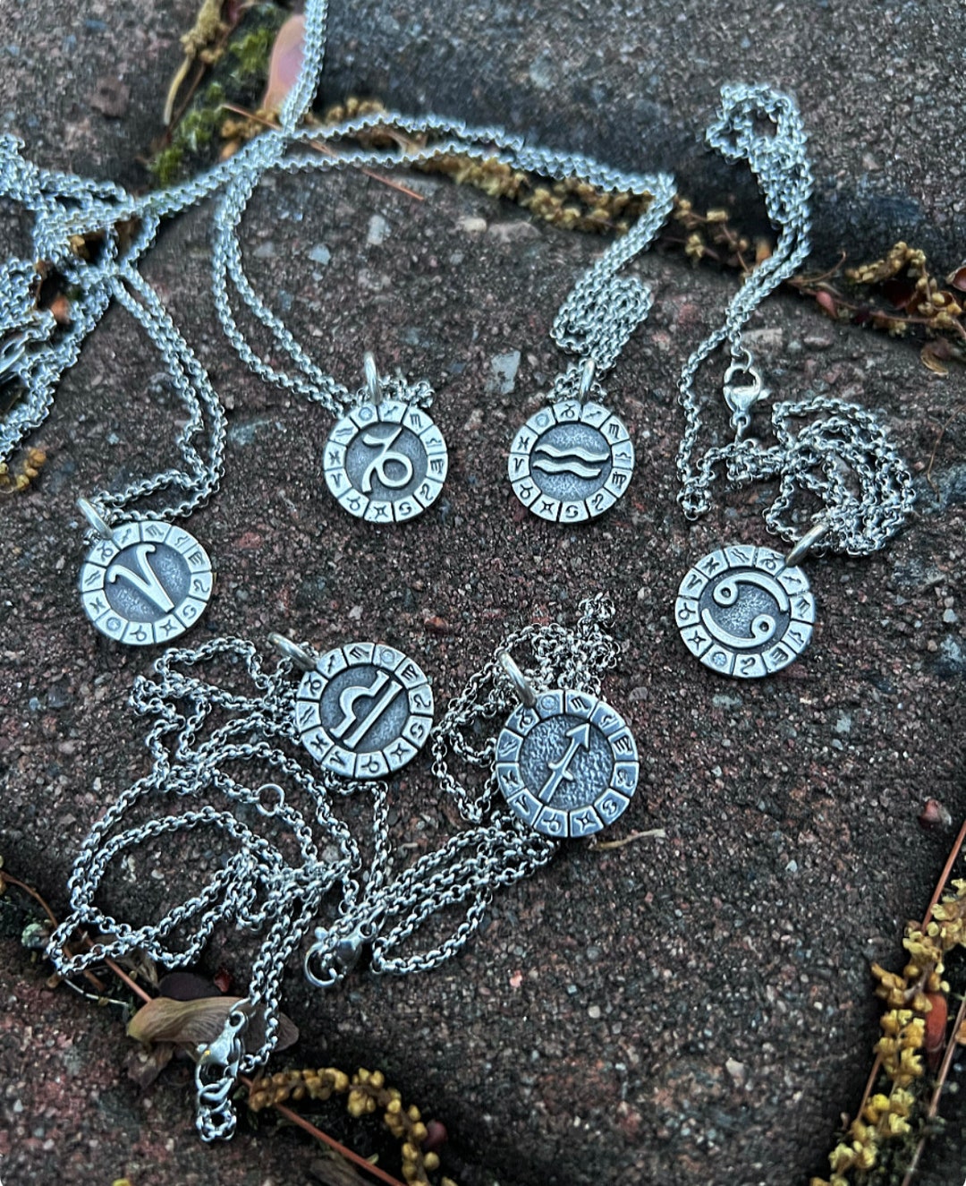 Zodiac Pendants in Silver and Gold, Gemstone Astrology Sign Jewelry ...