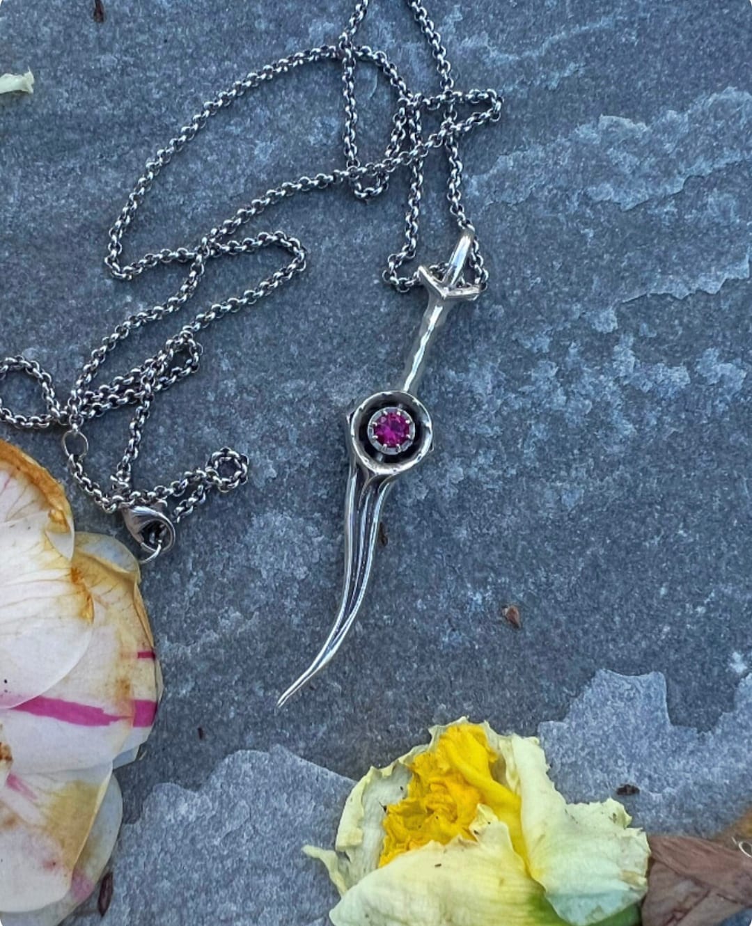 Bloodthirst Nether Stone Ruby Dagger, BG 3 Sterling Silver Necklace ...