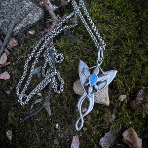 Elven Star Fantasy Opal Pendant, Mystical Silver Elf Jewelry With ...
