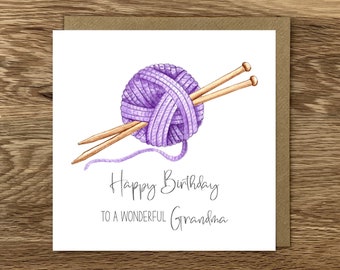Birthday Knitting Card Birthday Card for a Knitter Handmade Greeting ...