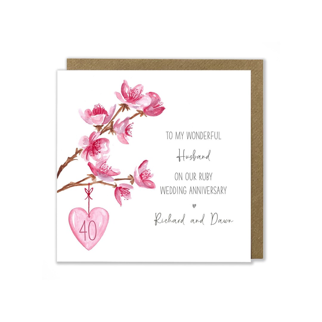 Personalised Ruby Anniversary Card, 40th Wedding Anniversary Card ...