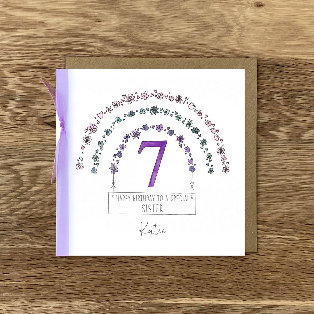 Personalised Rainbow Birthday Card Happy Birthday Card Age - Etsy