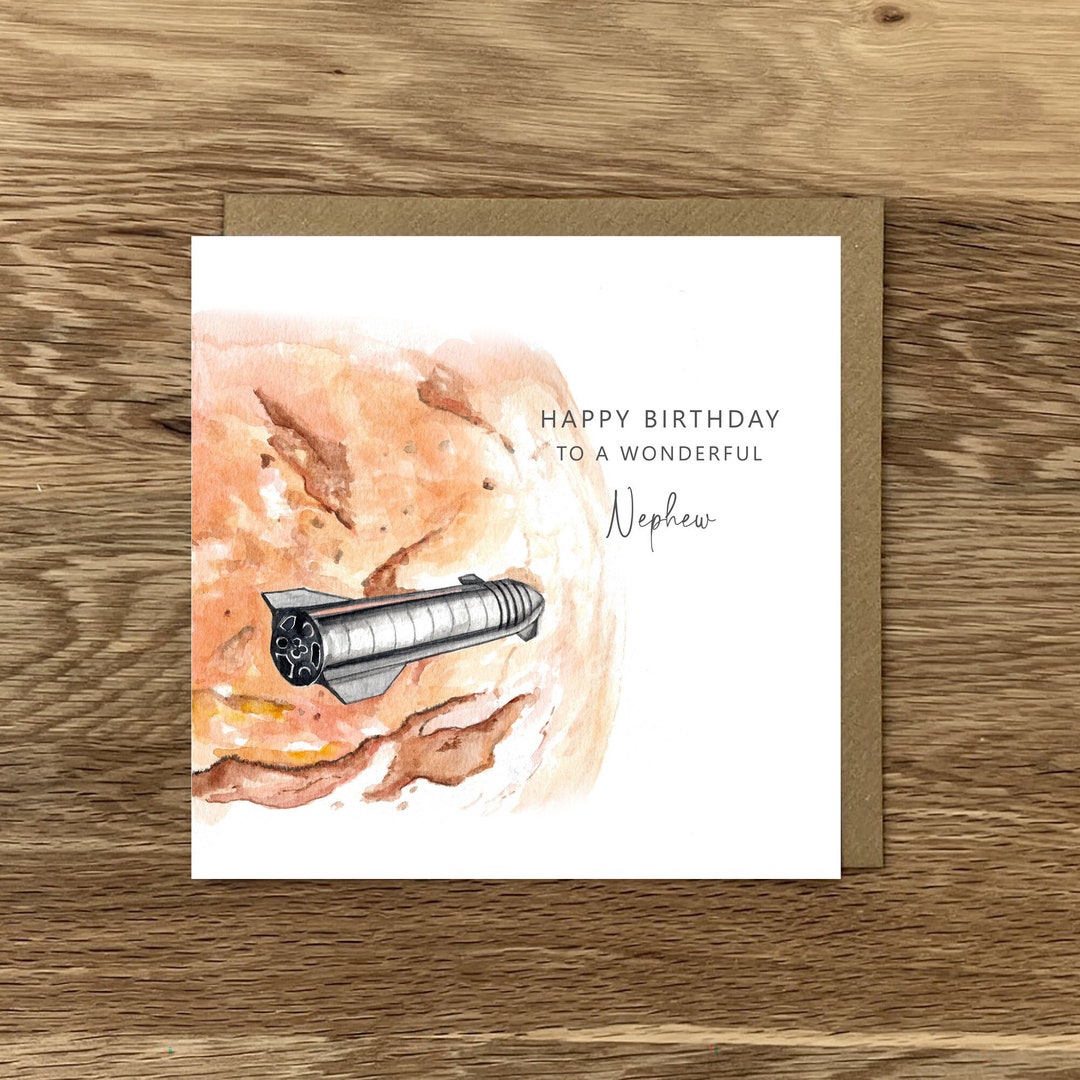 Personalised Starship Birthday Card, Mars Birthday Card, Watercolour ...