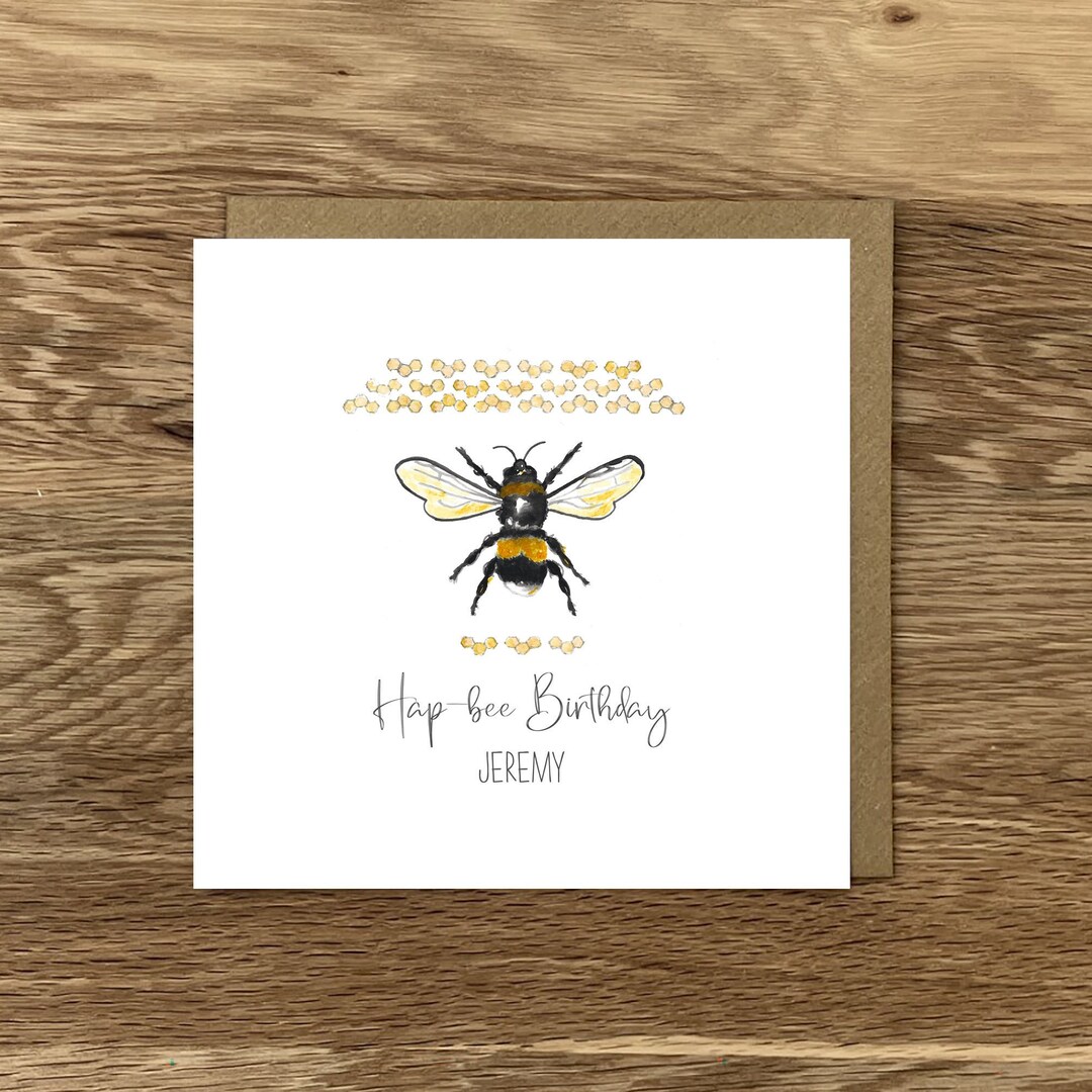 Personalised Bumble Bee Birthday Card Hap-bee Birthday Bee - Etsy