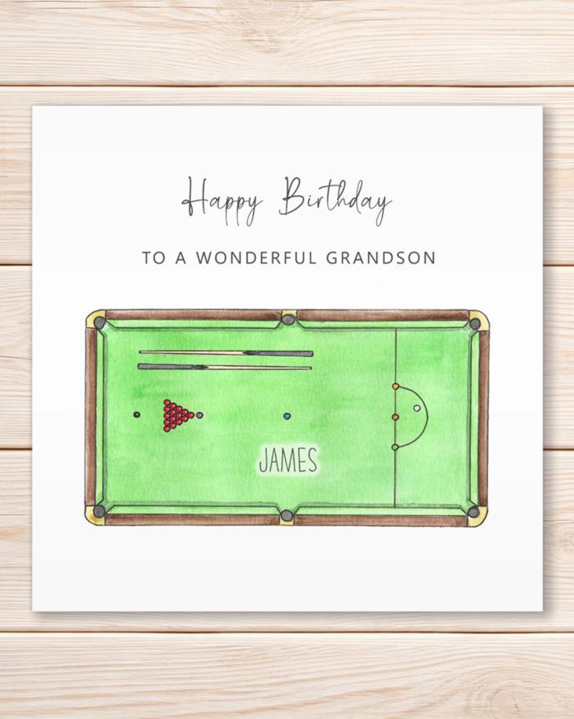 Personalised Snooker Birthday Card, Happy Birthday Card, Snooker Player ...
