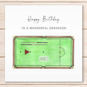 Personalised Snooker Birthday Card, Happy Birthday Card, Snooker Player ...