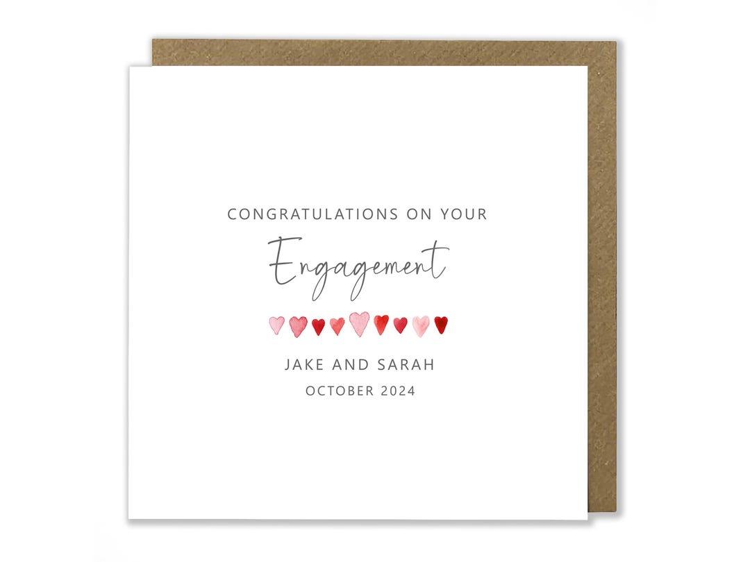Personalised Engagement Card, Congratulations on Your Engagement, Heart ...