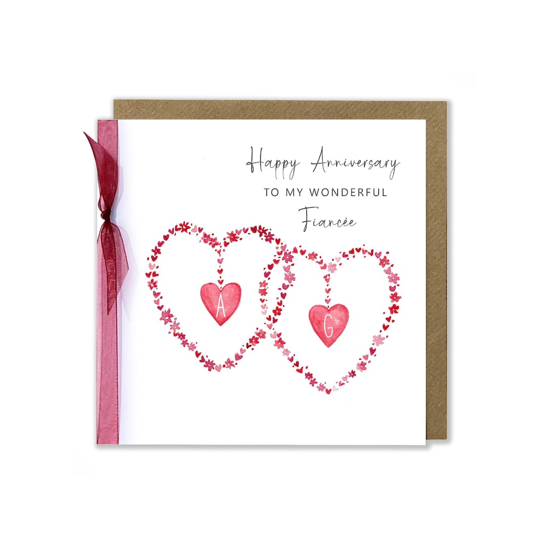 Personalised Anniversary Heart Card, Personalised Initials, Romantic ...