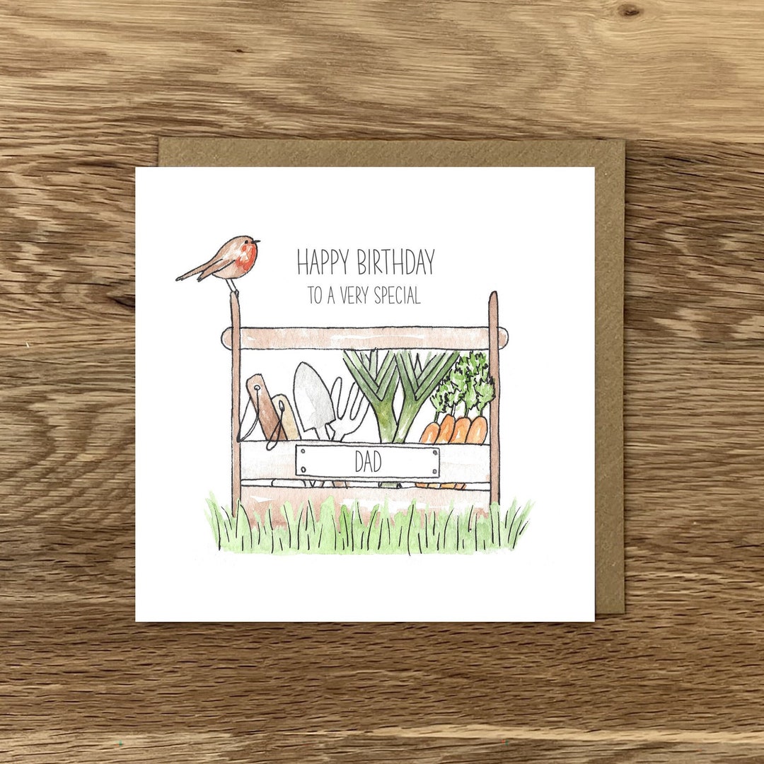 Gardening Birthday Card, Gardening Tool and Vegetable Card, Gardener ...