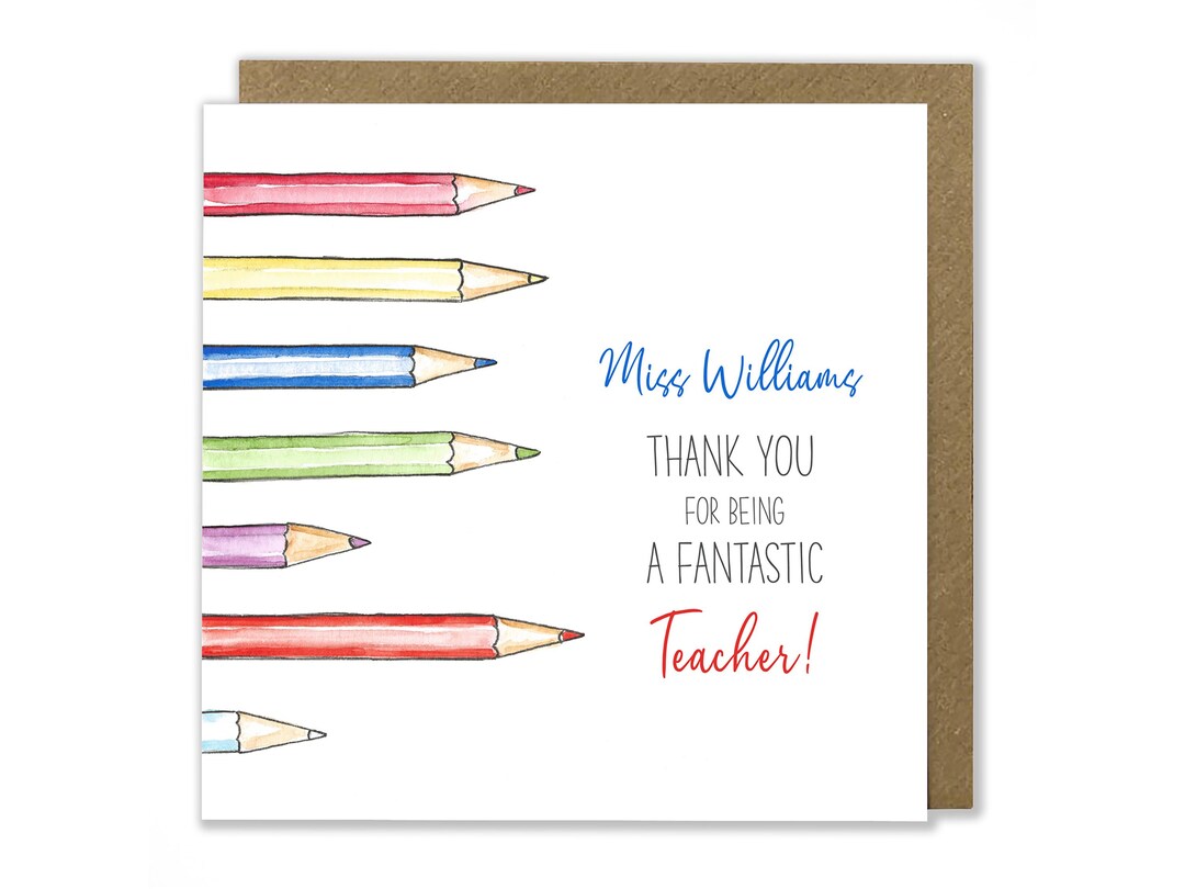 Personalised Teacher Thank You Card, Fantastic Teacher Card, End of ...