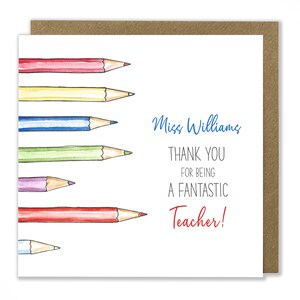Personalised Teacher Thank You Card, Fantastic Teacher Card, End of ...