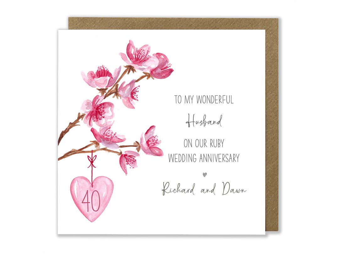 Personalised Ruby Anniversary Card, 40th Wedding Anniversary Card ...