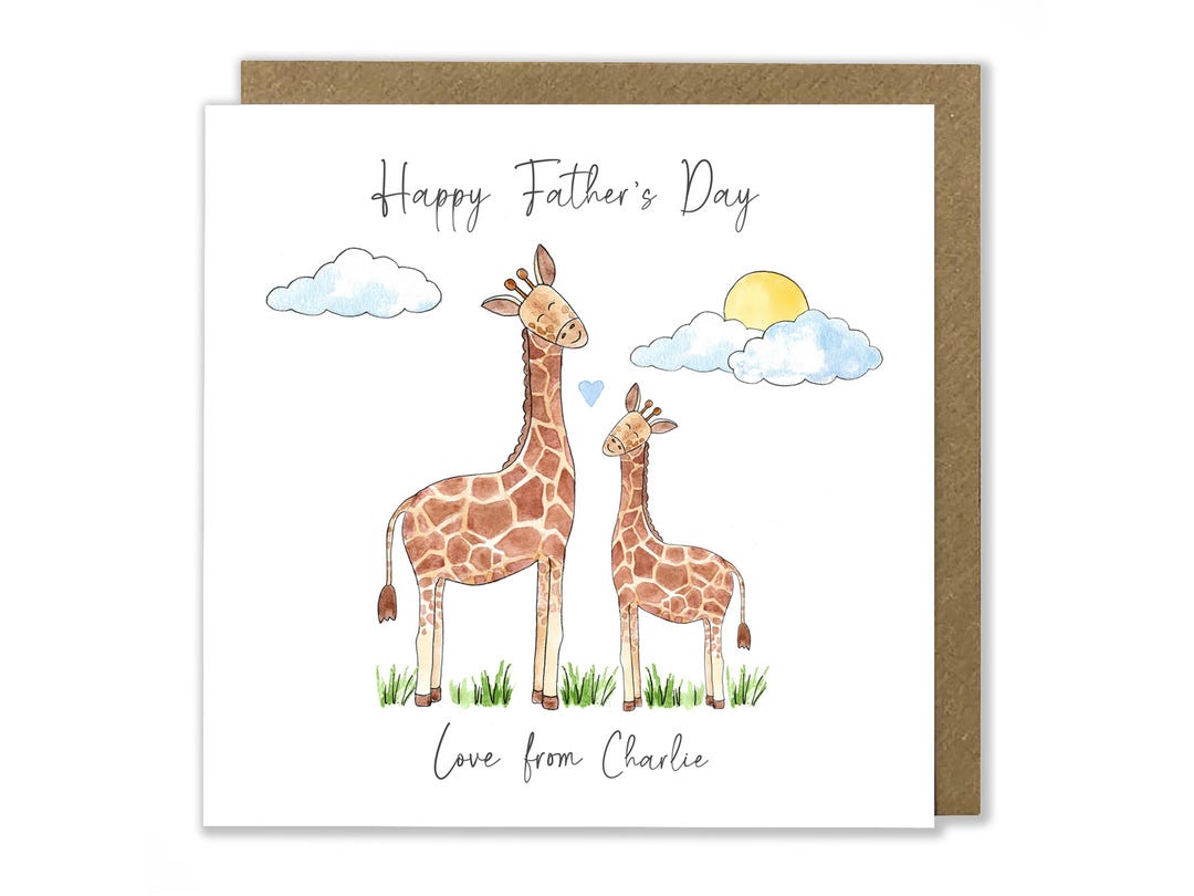 Personalised Father's Day Card, Giraffe, Daddy Cards, Dad, Grandad ...