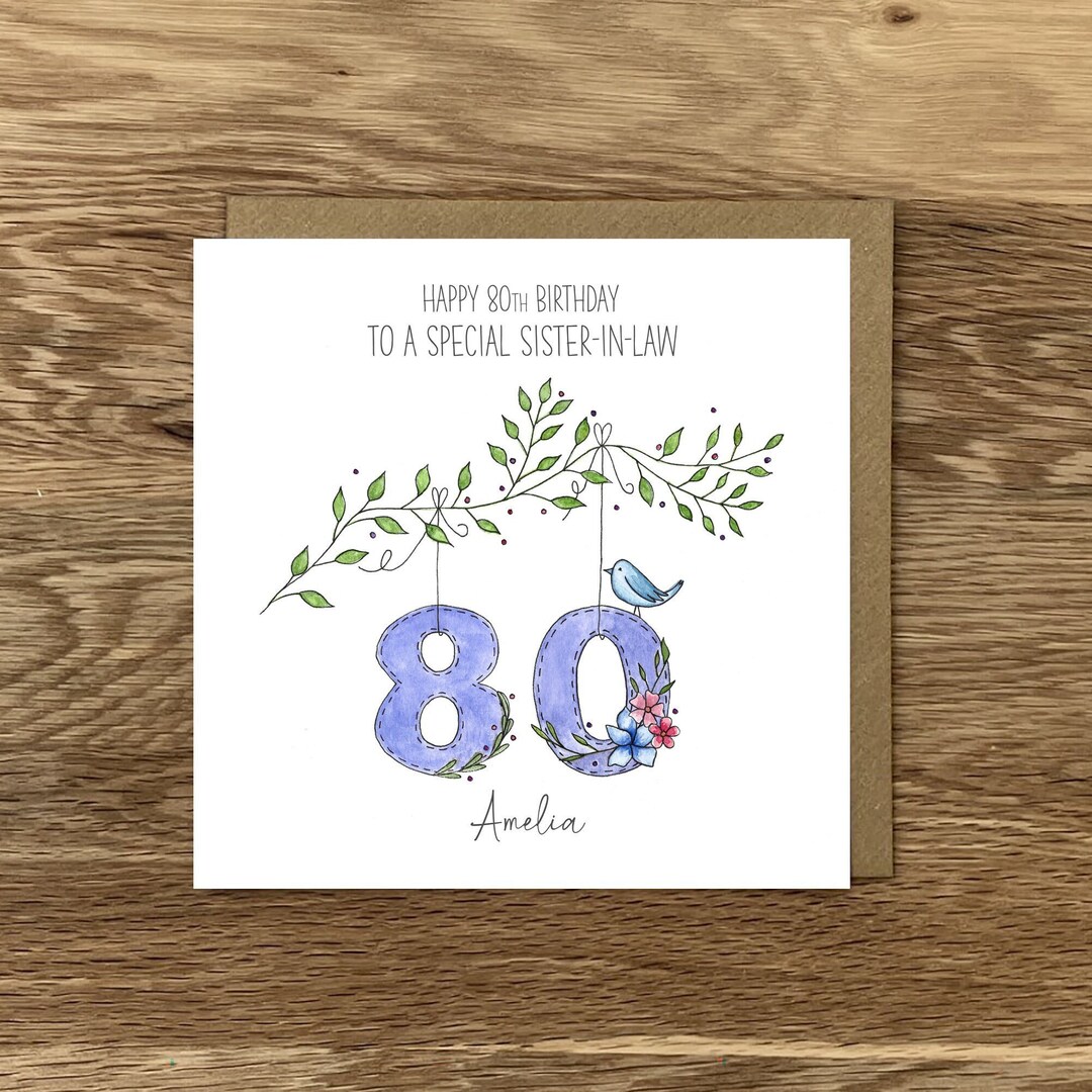 Personalised 80th Birthday Card, Age 80 Card, Female Greeting Card ...