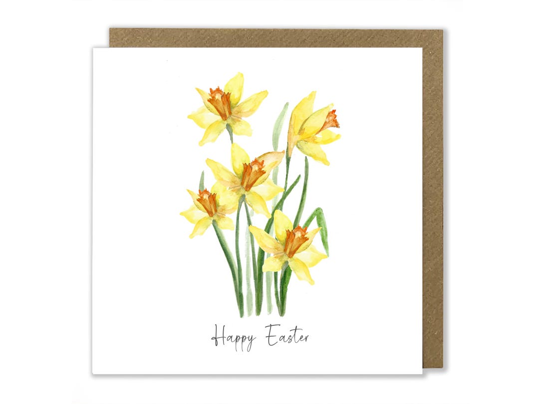 Easter Daffodils Card, Happy Easter Card, Easter Wishes, Easter Greetings Card, Spring Flowers ...