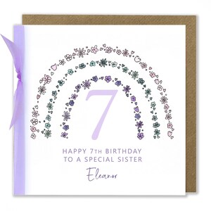 Personalised Rainbow Birthday Card, Happy Birthday Card, Ages, 1, 2, 3 ...