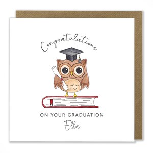 Personalised Graduation Card, Graduation Owl, Congratulations Card, University Card, Success ...