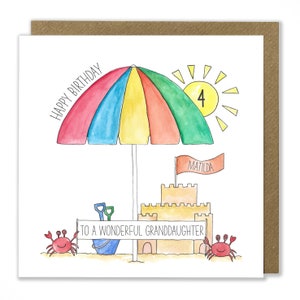 Personalised Children's Beach Birthday Card, Sandcastle Card, Kid's ...