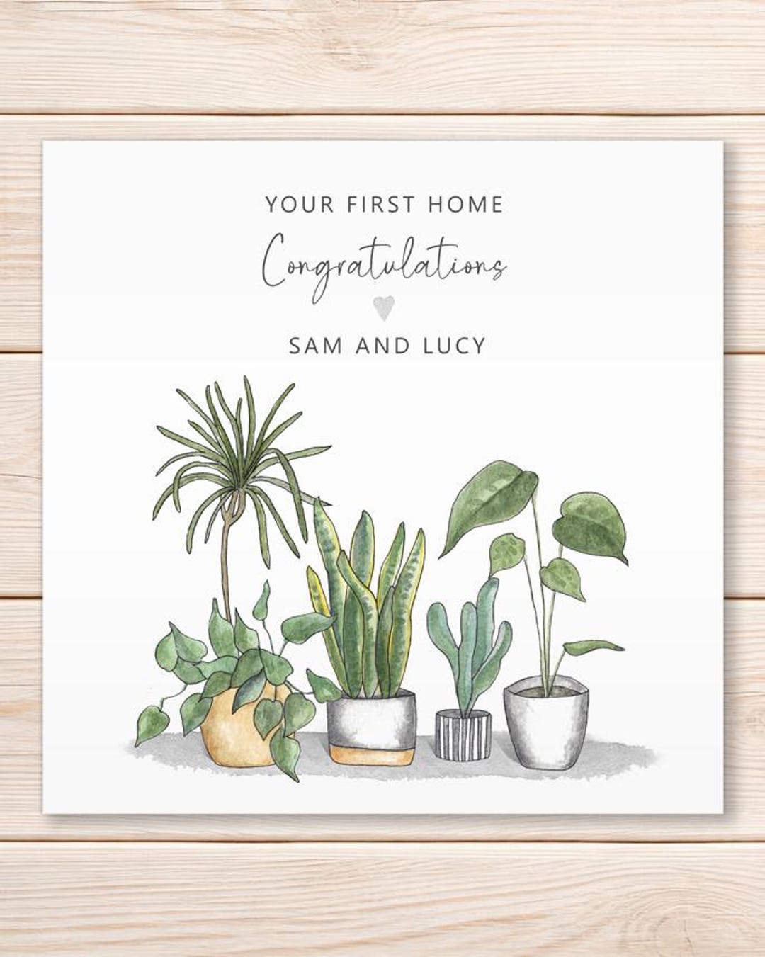 Personalised First Home Card, Congratulations Card, Houseplants, Moving ...