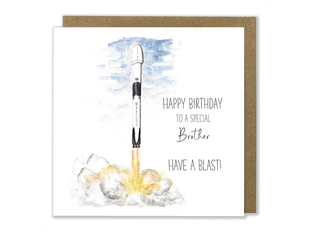 Personalised Space Rocket Birthday Card, Rocket Launch Card, Starship ...