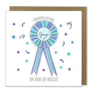 Personalised Exam Results Congratulations Card, Rosette ...
