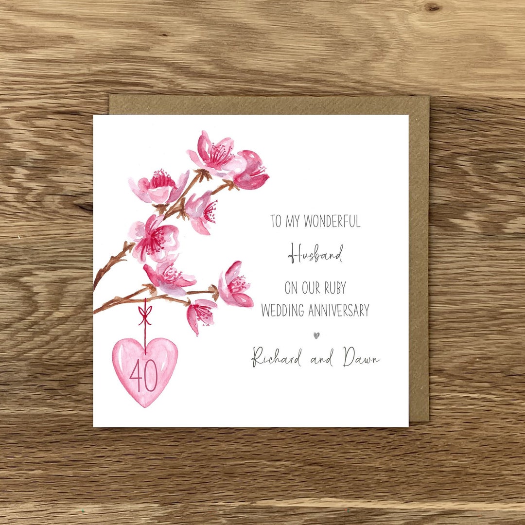 Personalised Ruby Anniversary Card 40th Wedding Anniversary - Etsy