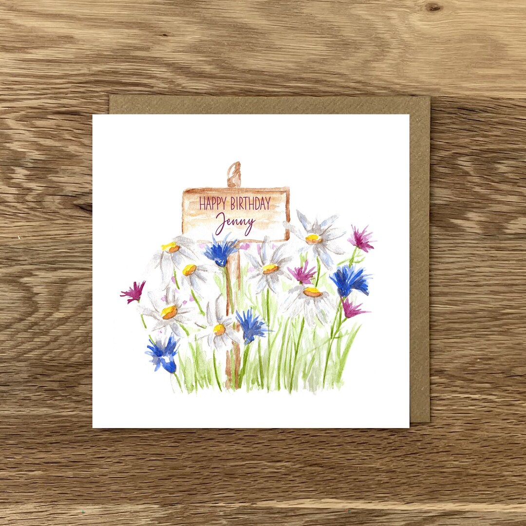Personalised Wild Flower Birthday Card Happy Birthday Card - Etsy
