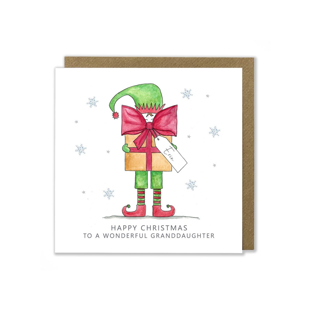 Personalised Christmas Elf Card, Kid's Christmas Card, Happy Christmas ...