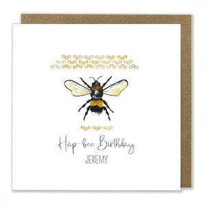 Personalised Bumble Bee Birthday Card, Hap-bee Birthday, Bee Lover ...