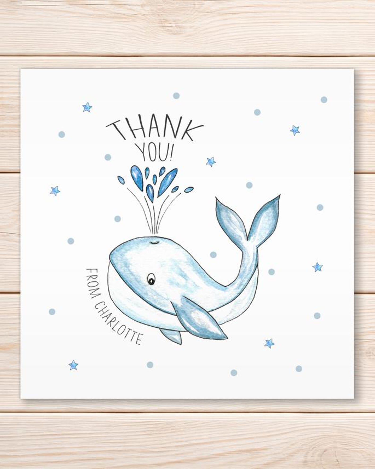 Personalised Whale Thank You Card, Kid's Thank You Card, Thank You ...