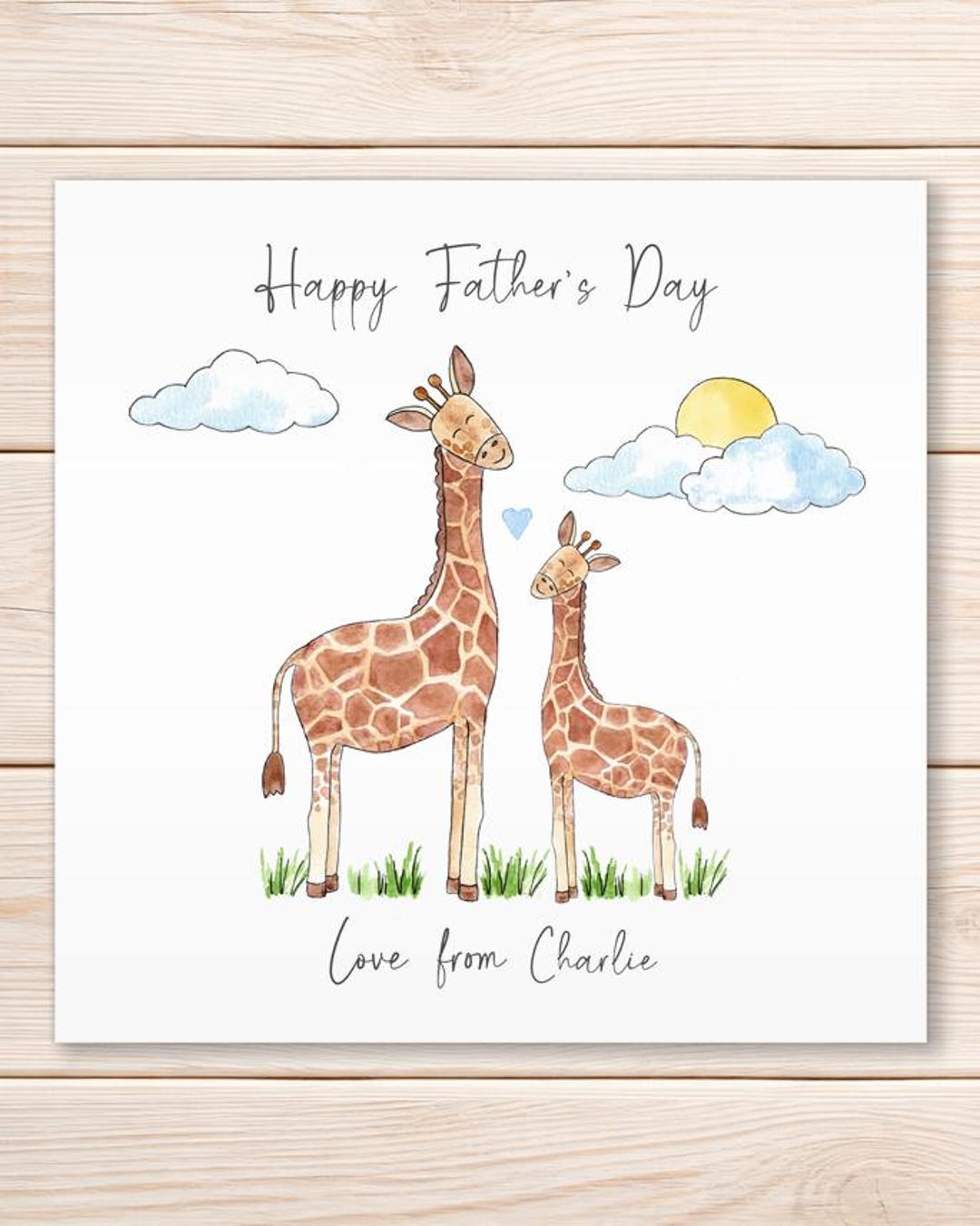 Personalised Father's Day Card, Giraffe, Daddy Cards, Dad, Grandad ...