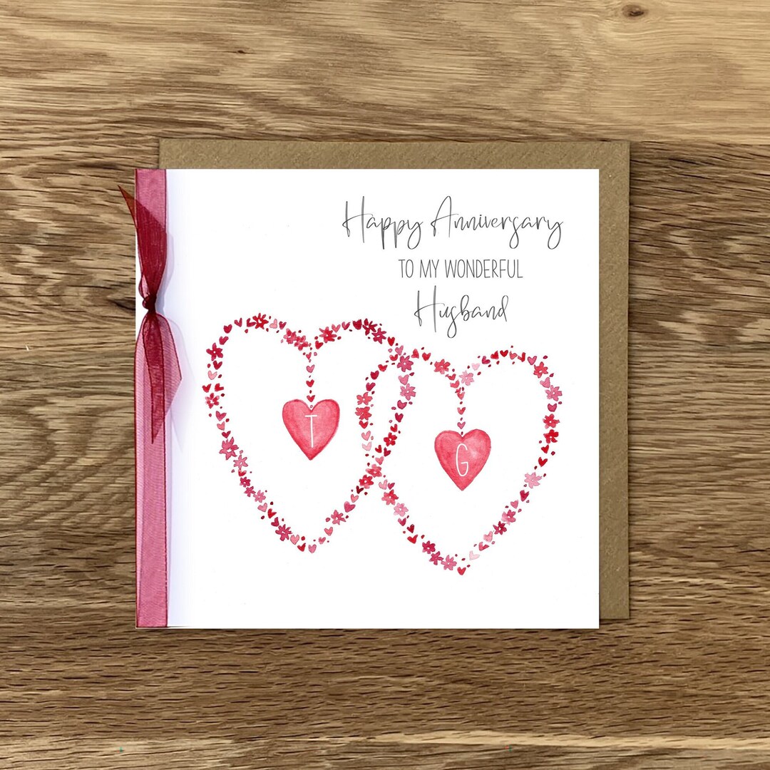 Personalised Anniversary Heart Card Personalised Initials - Etsy