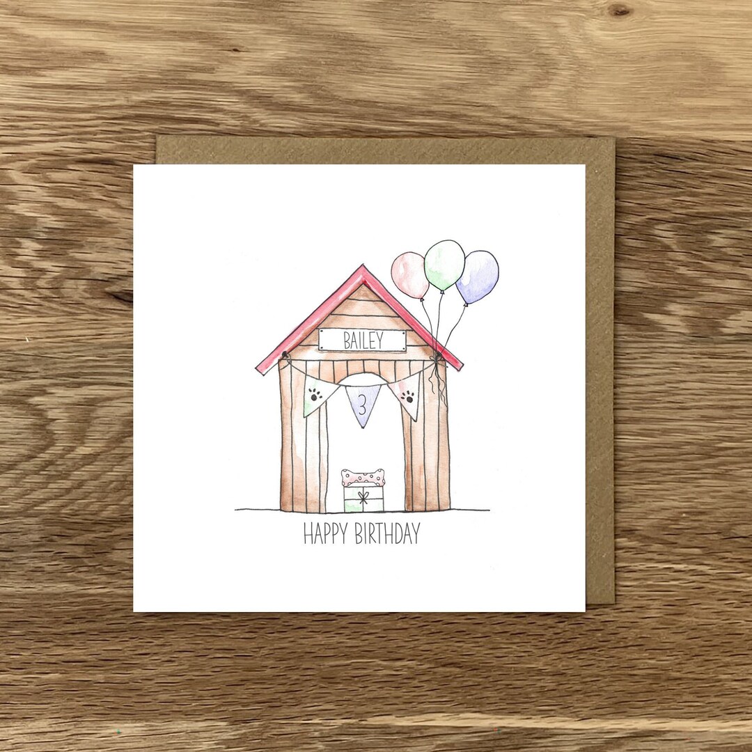 Personalised Dog Birthday Card Dog Kennel Card Pet Dog - Etsy