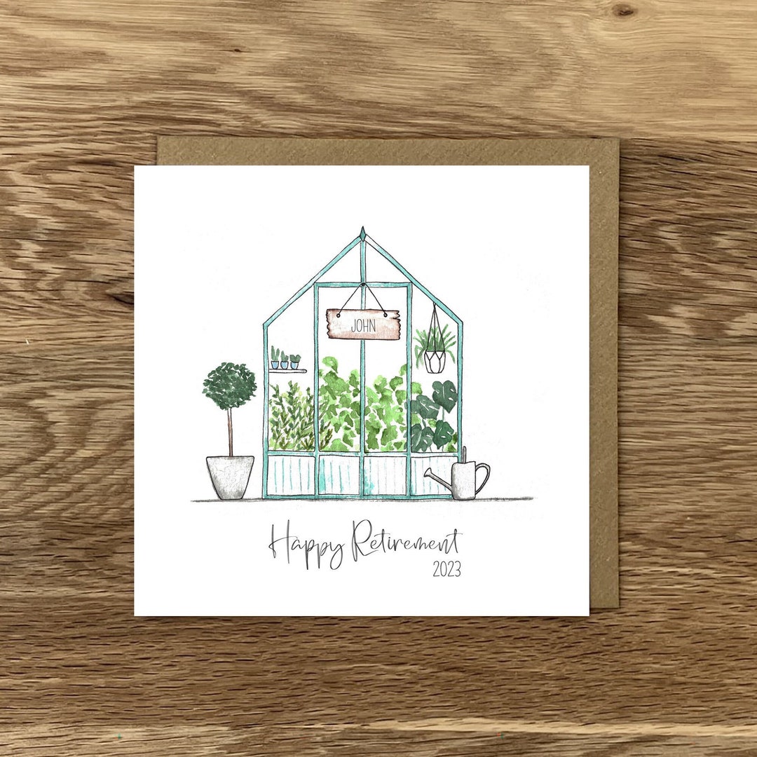 Personalised Retirement Greenhouse Card Gardening Card Happy - Etsy