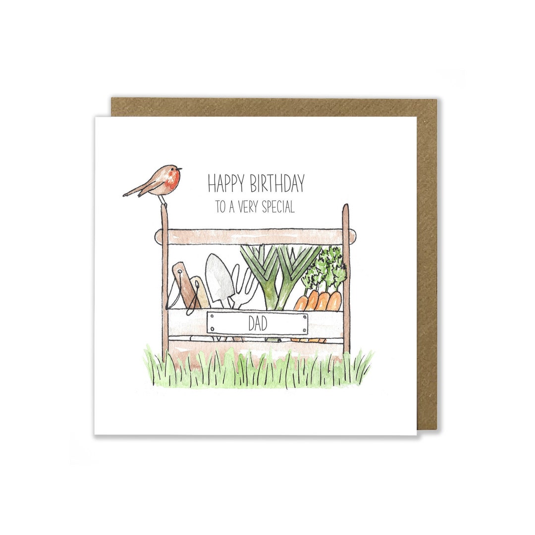 Gardening Birthday Card, Gardening Tool and Vegetable Card, Gardener ...