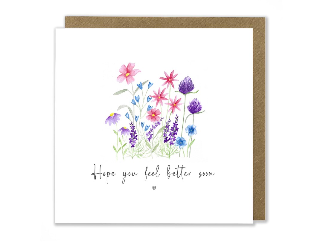 Get Well Soon Card, Hope You Feel Better Soon Greeting Card, Floral ...