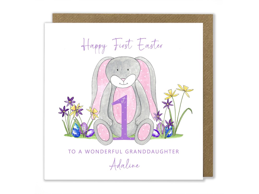 Personalised First Easter Bunny Card, Happy 1st Easter Card, Baby Girl ...