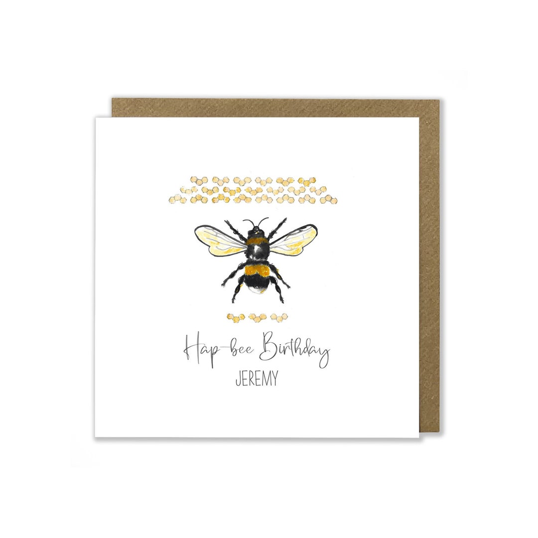 Personalised Bumble Bee Birthday Card, Hap-bee Birthday, Bee Lover ...