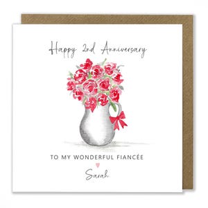 Personalised Rose Anniversary Card, Happy Anniversary Card, Wedding ...
